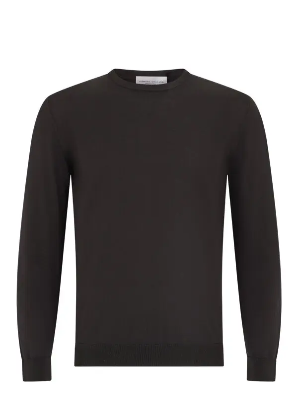 ROBERTO COLLINA Crew Neck Long Sleeve Knit Sweater - Black