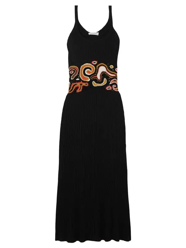 Gabriela Hearst Ribbed Crochet Trimmed Maxi Dress - Black