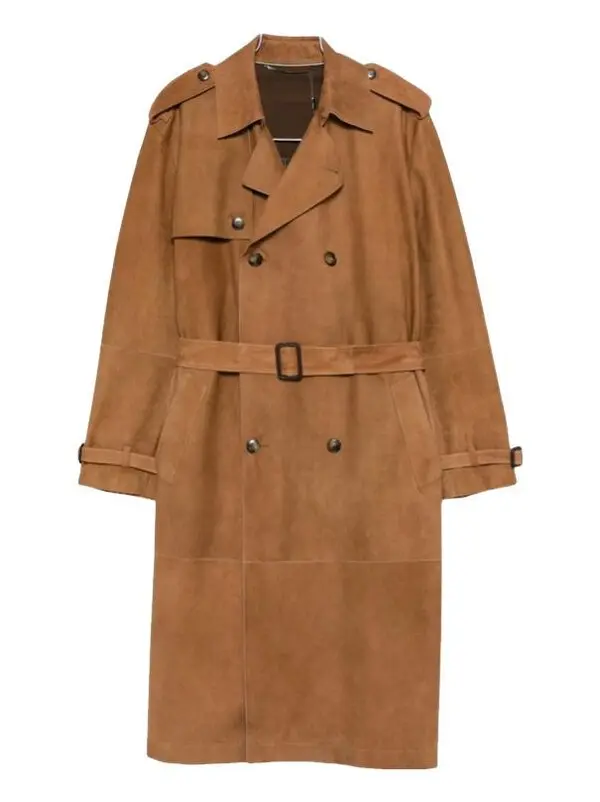 Canali Long-sleeved Trench Coat - Brown