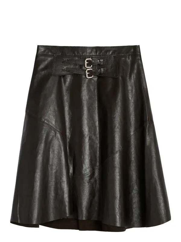 Our Legacy Leather Patchwork Midi Skirt - Ochre Brown