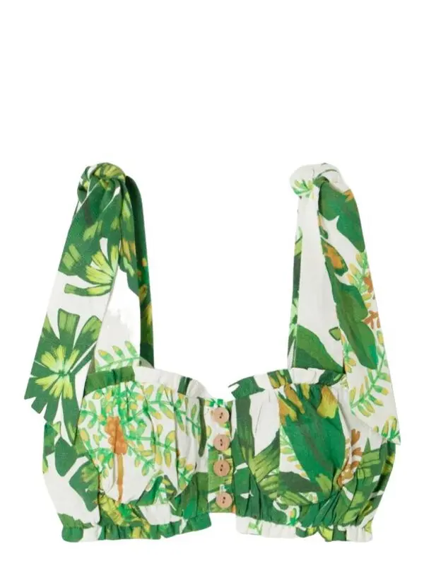 Farm Rio Sleeveless Graphic Print Top - Green