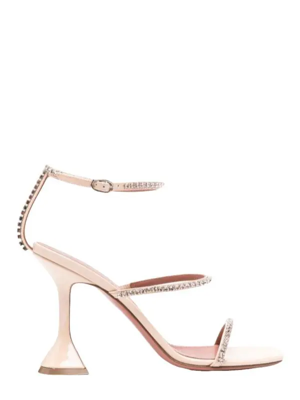 Amina Muaddi Open-toe Embellished High-heeled Sandals - Nude