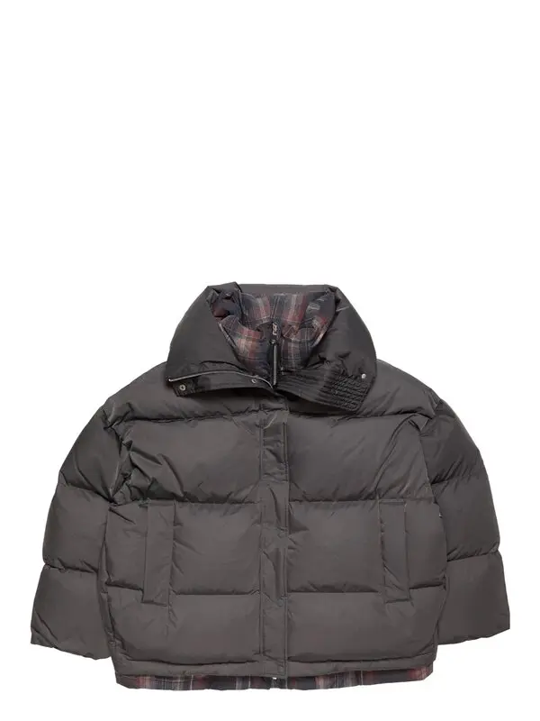 Acne Studios Puffer Jacket With Plaid Lining - Dark Gray