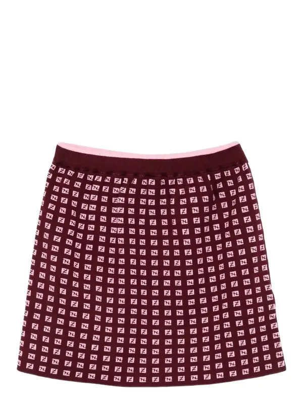 Fendi Elastic Waist Midi Skirt With Ff Logo - Plum