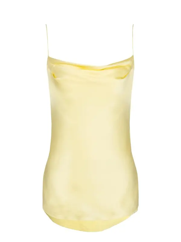 Balmain Silk Satin Cowl Neck Cami - Yellow