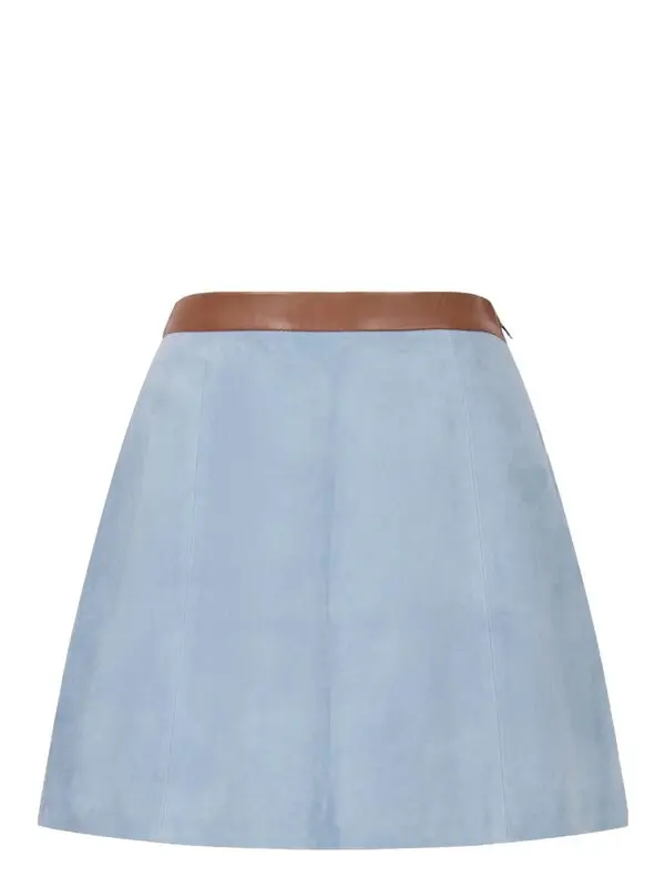 Marni Suede Midi Skirt With Contrast Nappa Waistband - Sky