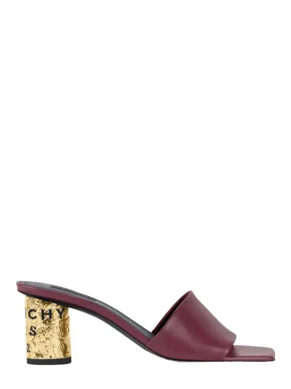 Givenchy Leather Mules With Gold Metal Heel - Burgundy Red