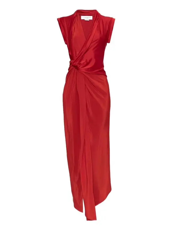 Victoria Beckham V-neck Knot Detail Maxi Dress - Cardinalred