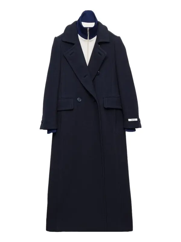 Prada Double-breasted Long Coat - Navy Blue