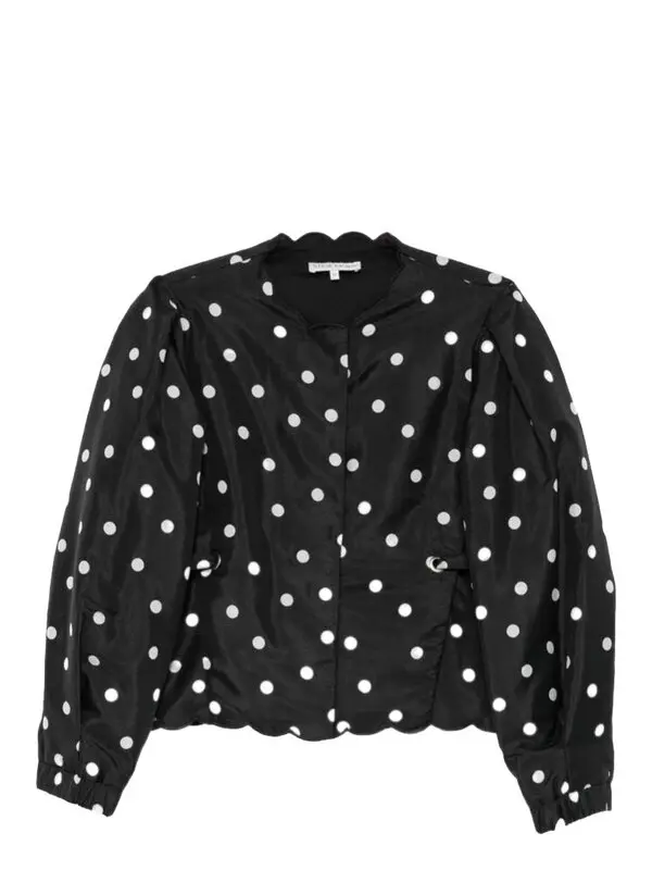 Stine Goya Polka Dot Scalloped Hem Casual Jacket - Black