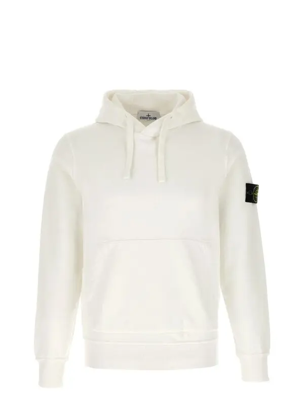Stone Island Logo Patch Drawstring Hoodie - White