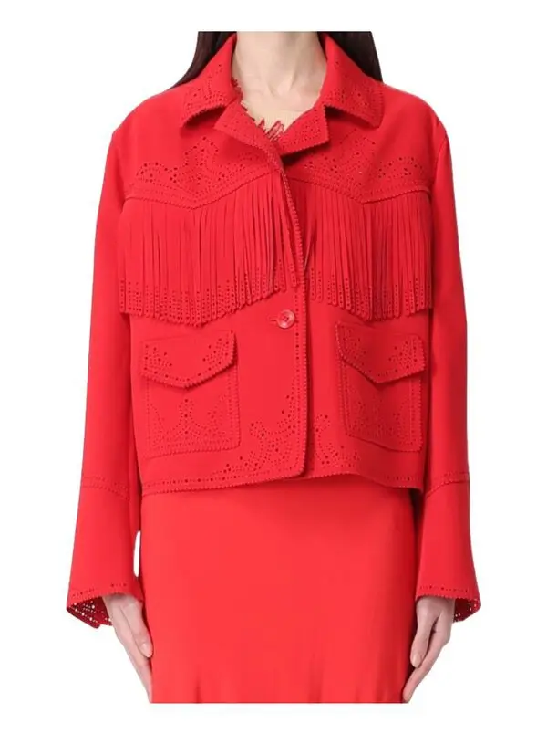 Ermanno Scervino Fringe Laser-cut Jacket - Red