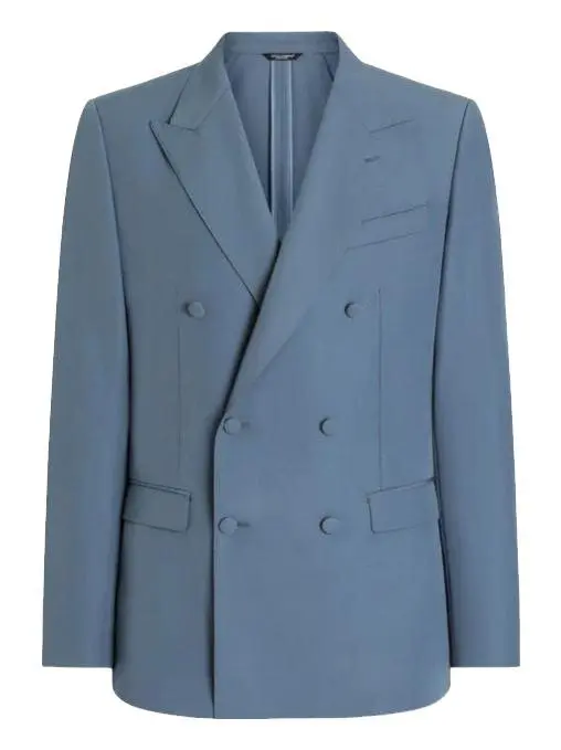 Dolce & Gabbana Dolce Gabbana Double-breasted Poplin Jacket - Sky-blue