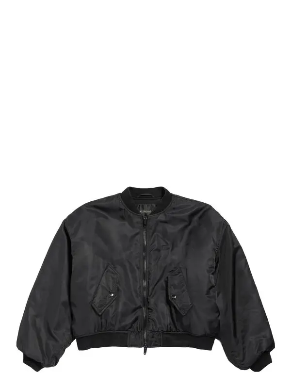 Balenciaga Zip-up Bomber Jacket With Embroidered Logo - Black