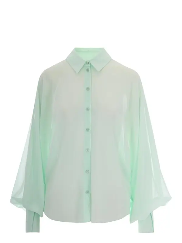 Patrizia Pepe Puff Sleeve Sheer Shirt - Green