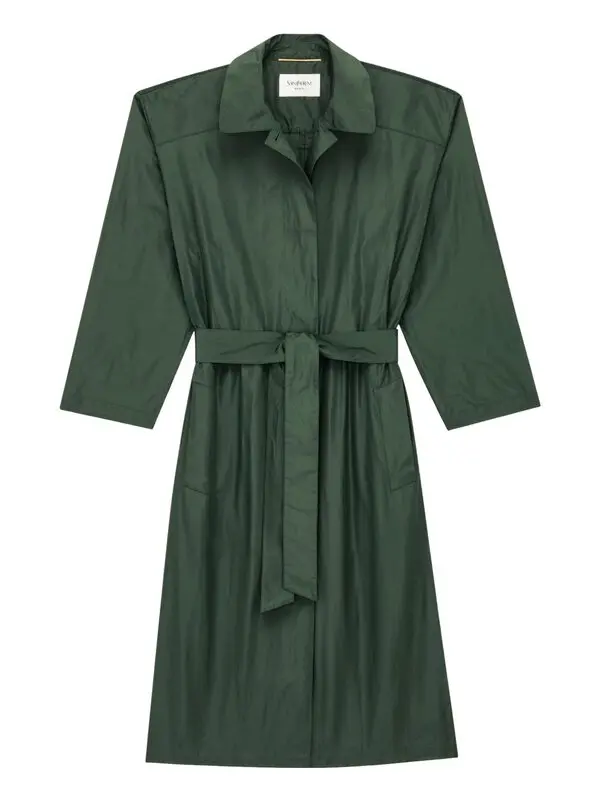 Saint Laurent Tie-belt Trench Coat - Vert Fonce