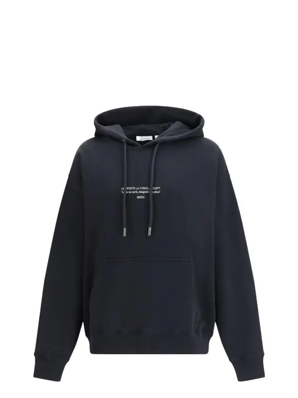 Off-White Drawstring Hooded Sweatshirt - Black