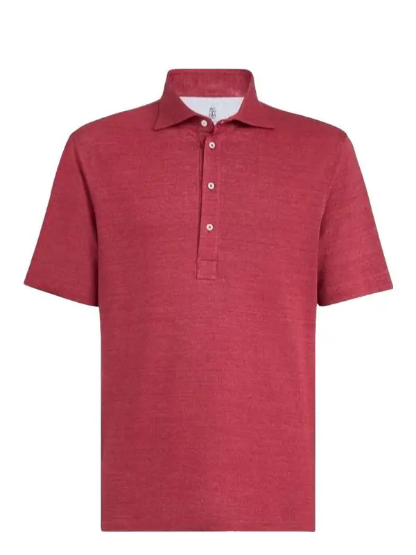 Brunello Cucinelli Point-collar Mélange Polo Shirt - Cherry