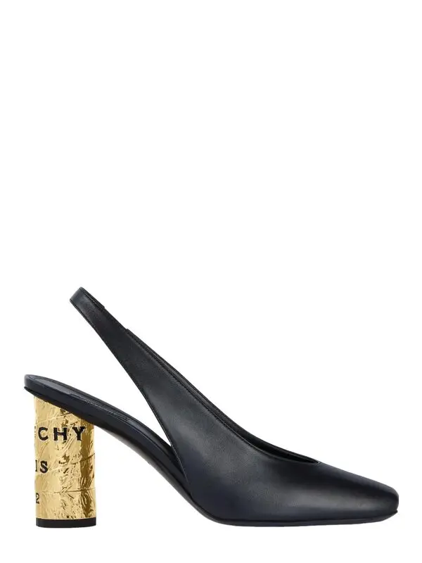 Givenchy Calfskin Leather Tape Slingback Pumps With Sculptural Heel - Black