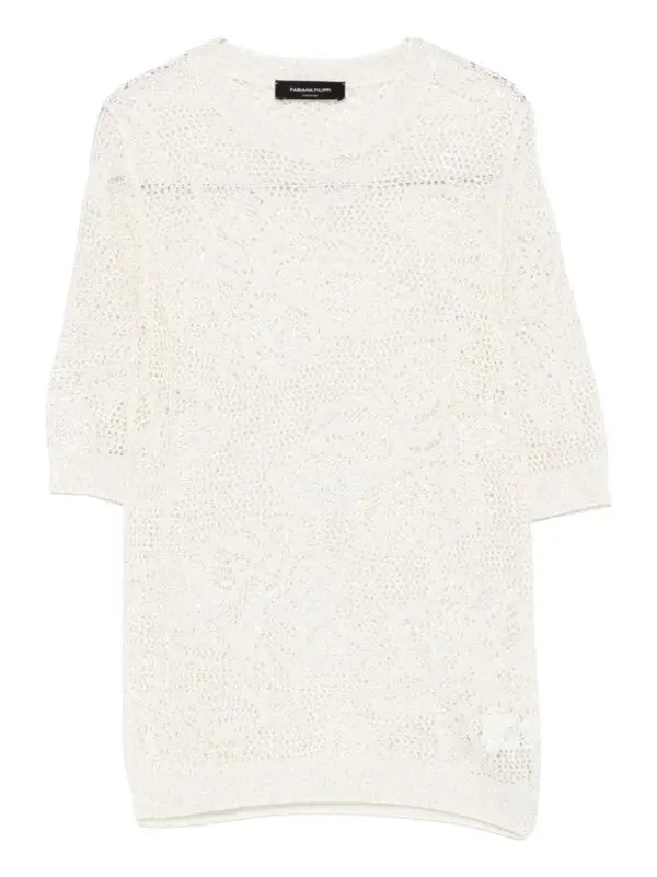 Fabiana Filippi Openwork Knit Top With Sequin Embellishment - White