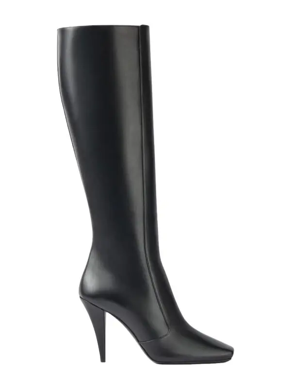 Givenchy Sliced Square Boots In Shiny Leather - Black