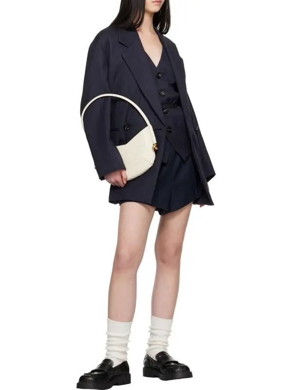 Bottega Veneta Pinstripe Belted Jacket - Black/blue Mixed Color