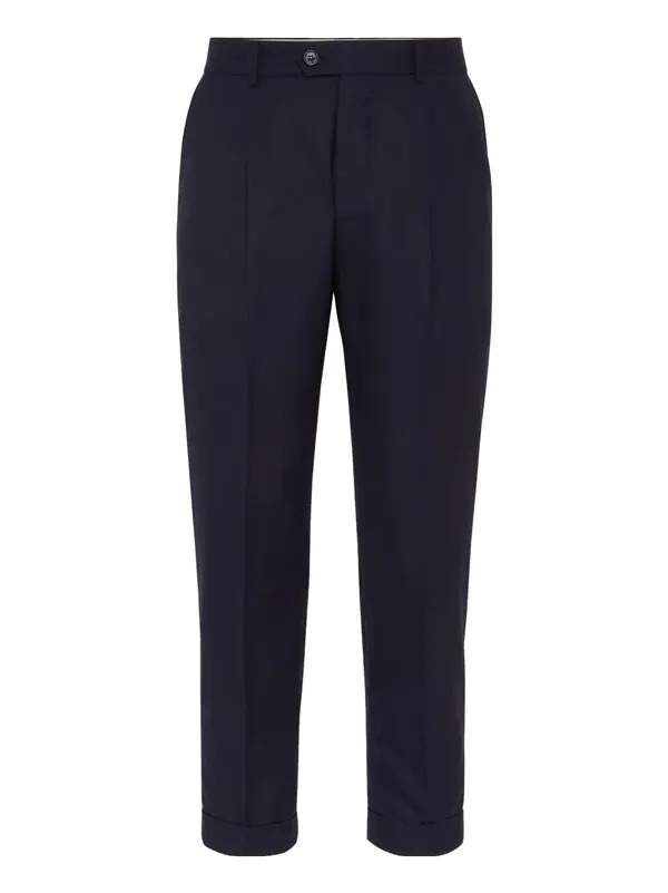 Brunello Cucinelli Tapered-leg Wool Trousers - Blue