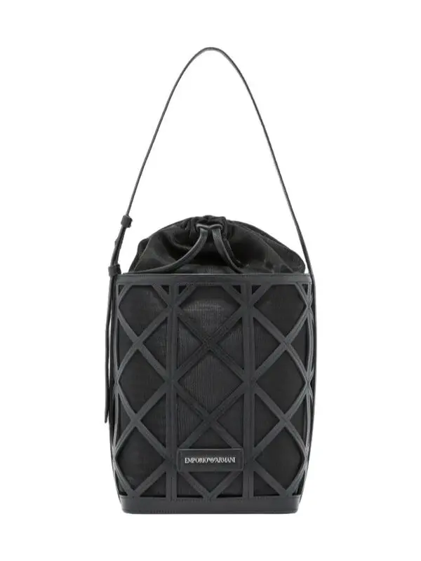 Emporio Armani Drawstring Bucket Tote Bag - Black
