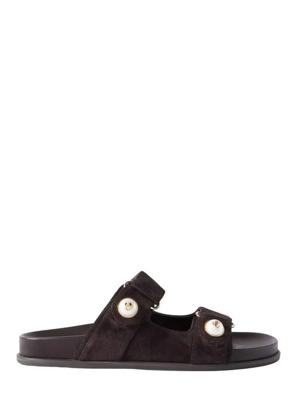 JIMMY CHOO Fayence Suede Sandals - Chocolate-colored