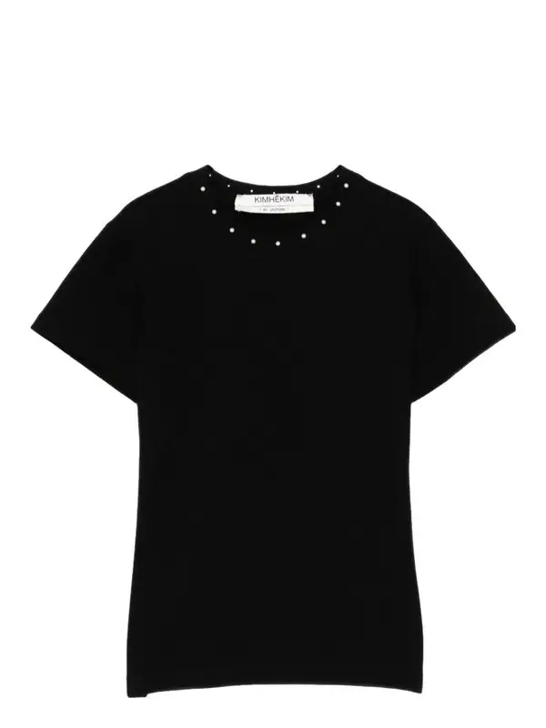 KIMHEKIM Short Sleeve T-shirt With Embellished Neckline - Black