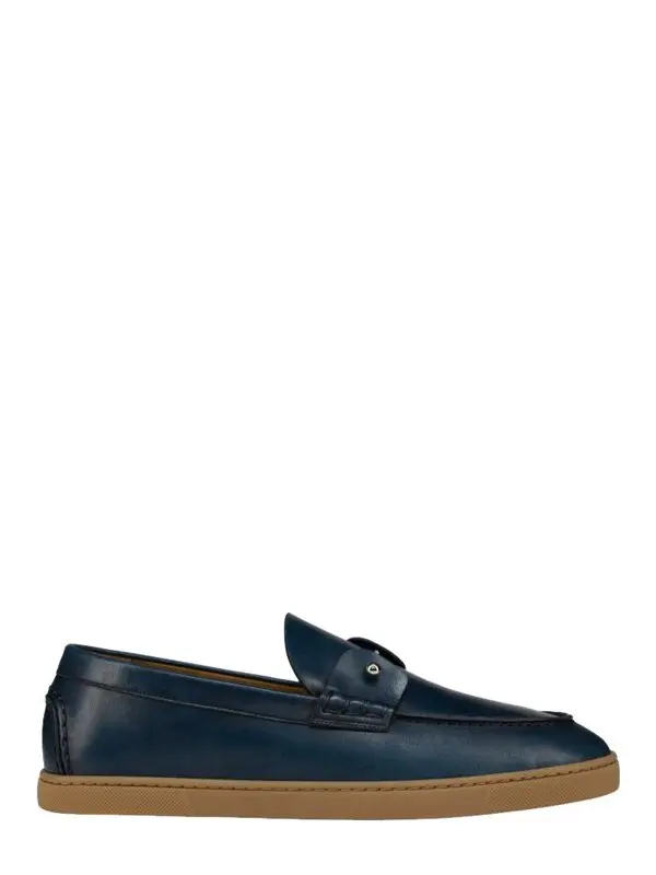 CHRISTIAN LOUBOUTIN Round Toe Loafers With Metal Collar Pin - Blue