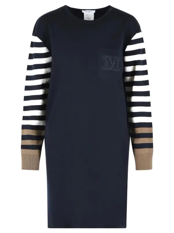 Max Mara Striped Sleeve Dress - Black