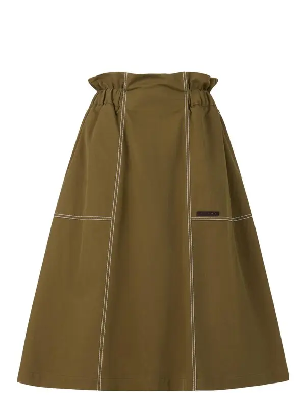 Marni Gabardine Midi Skirt With Paperbag Waist - Musk