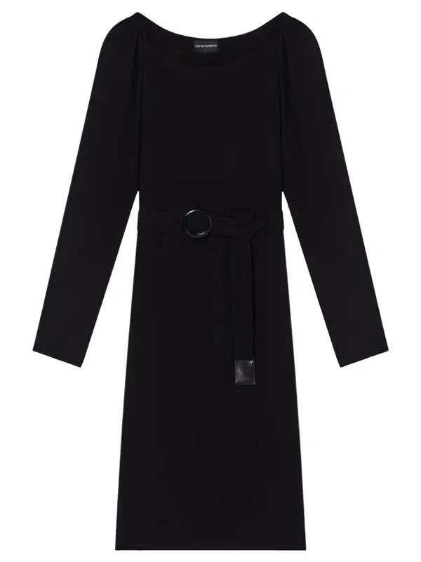 Emporio Armani Long Sleeve Belted Dress - Black