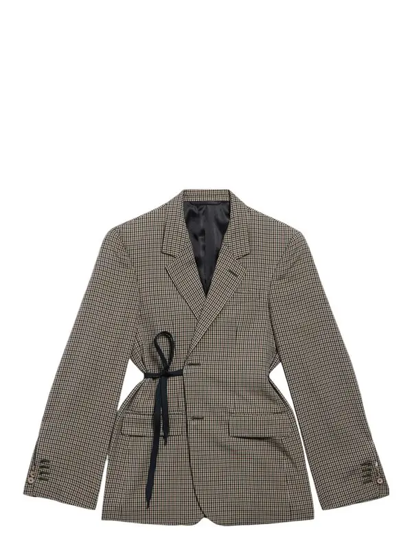 Balenciaga Checked Wrap Tailored Jacket - Gray