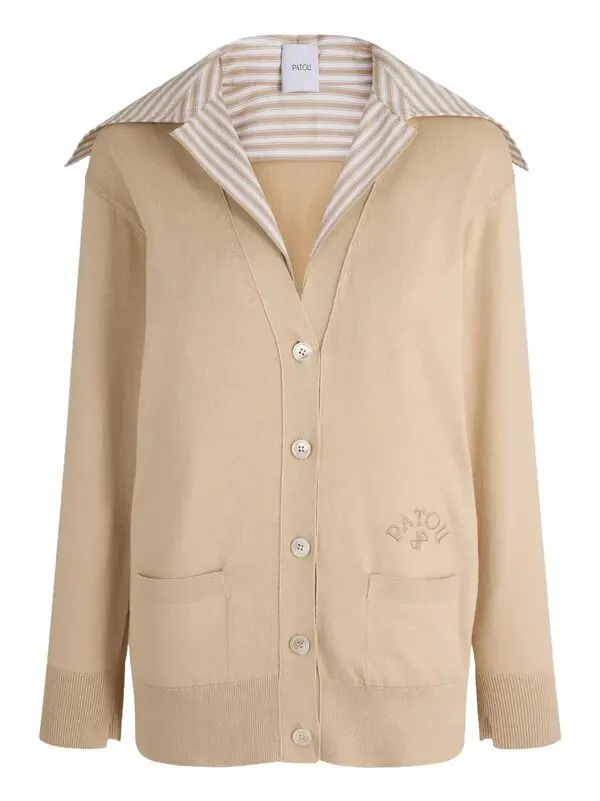 PATOU Cardigan With Striped Collar - Nude