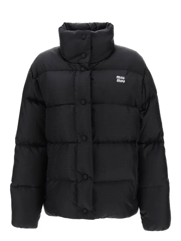 Miu Miu Allover Logo Padded Down Jacket - Black