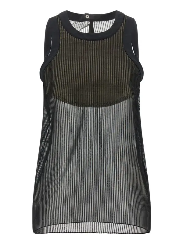 Sacai Crewneck Sleeveless Tank Top With Satin Details - Black