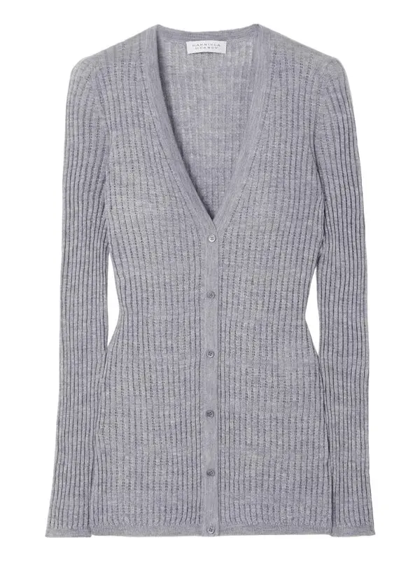 Gabriela Hearst Long Sleeve Ribbed V-neck Cardigan - Grey