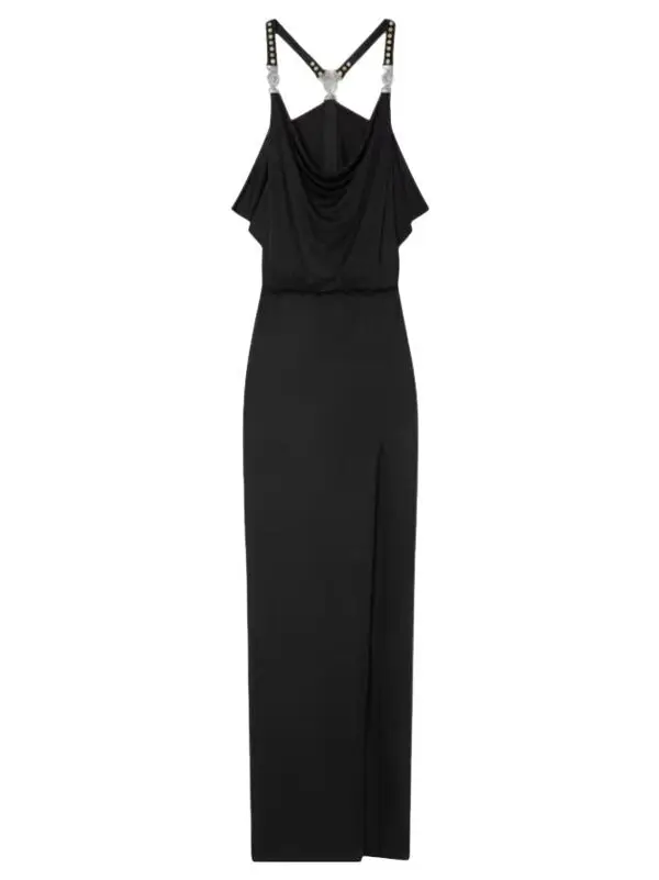 Versace Sleeveless Gown With Crystal Embellishments - Black