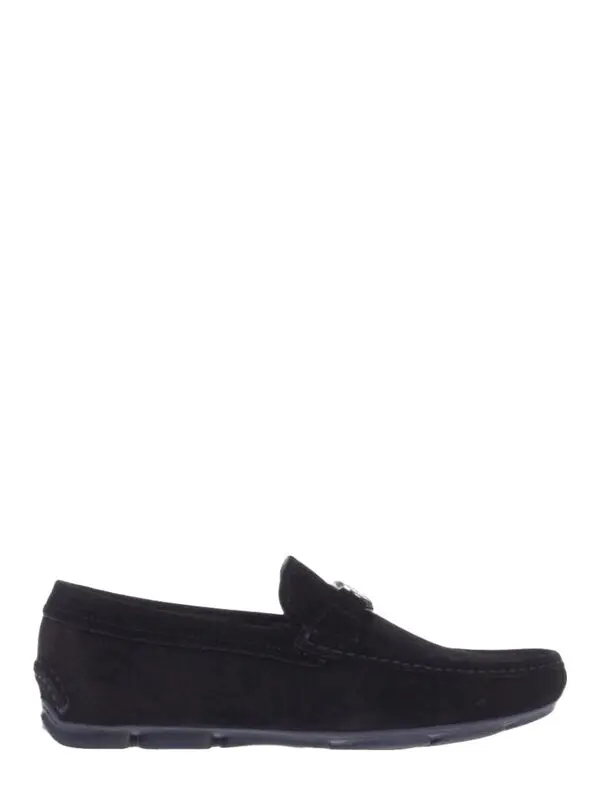 Giorgio Armani Suede Loafers With Metal Detail - Black