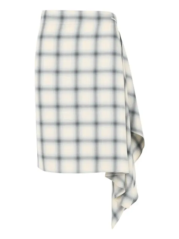 Coperni Asymmetrical Draped Check Skirt - White
