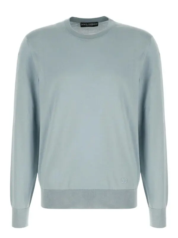 Dolce & Gabbana Crew Neck Long Sleeve Top With Ribbed Details - Gray