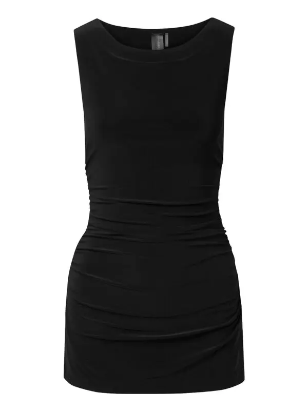 Norma Kamali Sleeveless Shirred Minidress - Black
