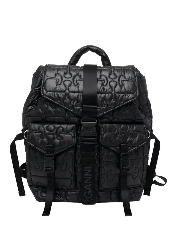 GANNI Quilted Patterned Backpack - Black