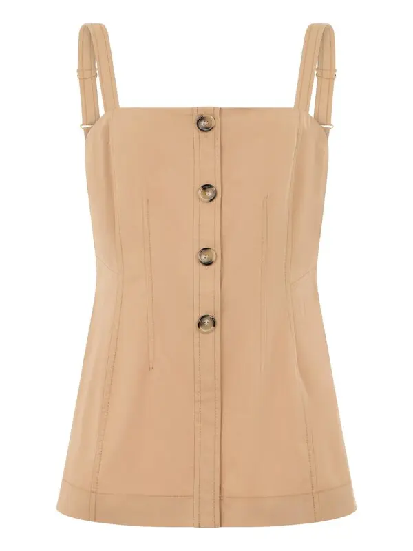 Veronica Beard Fitted Button-front Top - Khaki