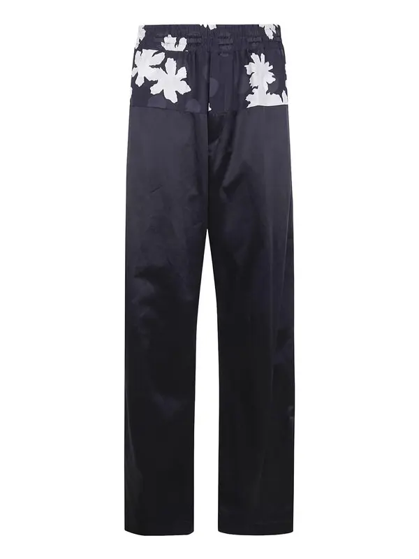 Dries Van Noten Elastic Waist Printed Casual Pants - Black
