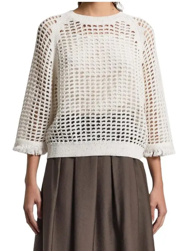 Peserico Open-knit Fringed Jumper - White
