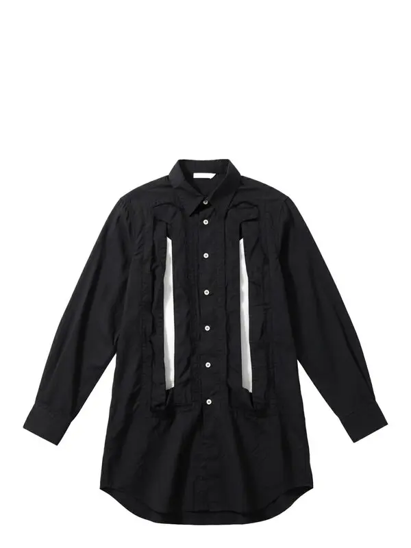 Comme Des Garçons Long Sleeve Shirt With Lapel Collar - Black
