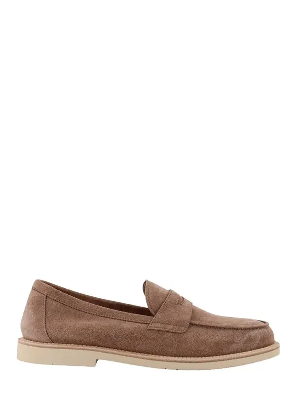 Brunello Cucinelli Slip-on Flat Loafers With Embossed Stitching - Brown
